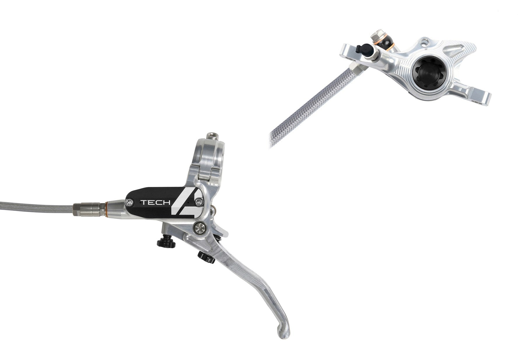 Hope Tech 4 X2 - No Rotor - Silver/Black - Braided Hose – Slam69